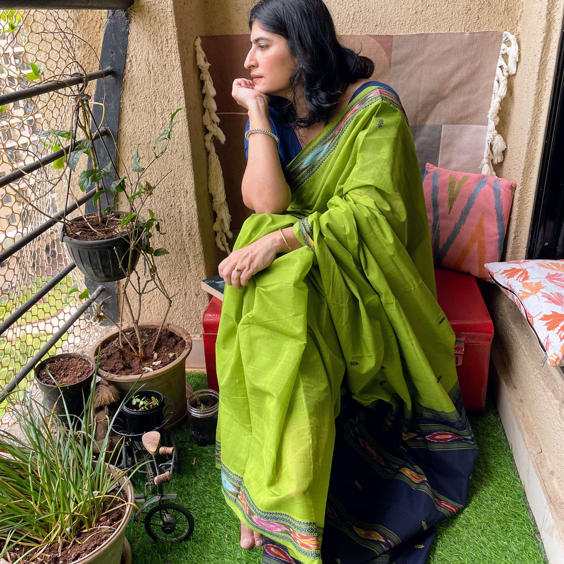 Green Dobby ikkat cotton Saree – Forsarees